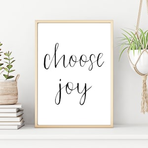 Choose Joy, Downloadable Print, PRINTABLE ART, Wall Decor, Calligraphy ...