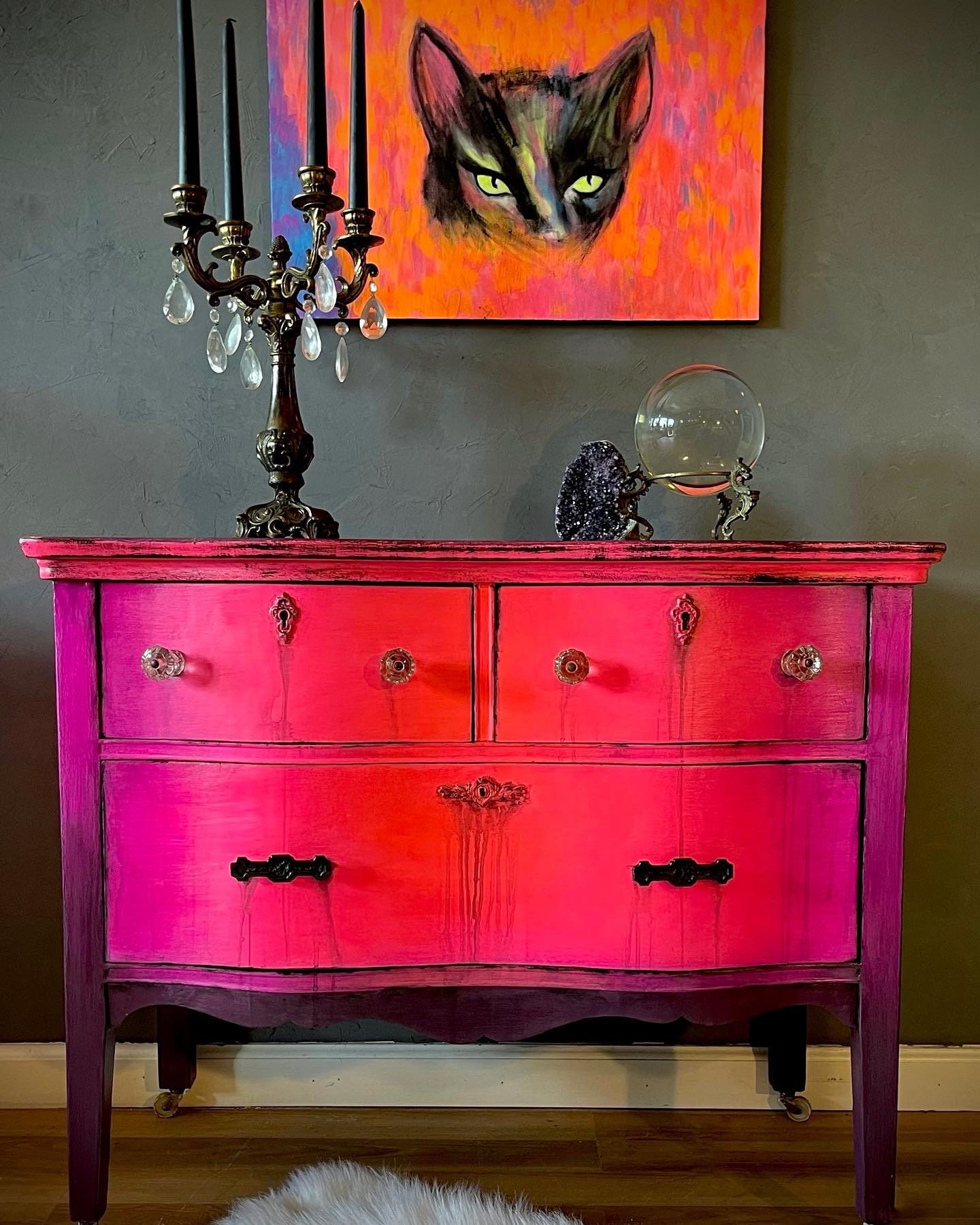 SOLD Do NOT Purchase. Vintage Hand Painted Bohemian Goth Dresser Etsy