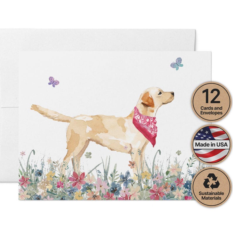 Dog Stationery Set: Labrador Retriever Art - Blank Inside, Eco Friendly ...