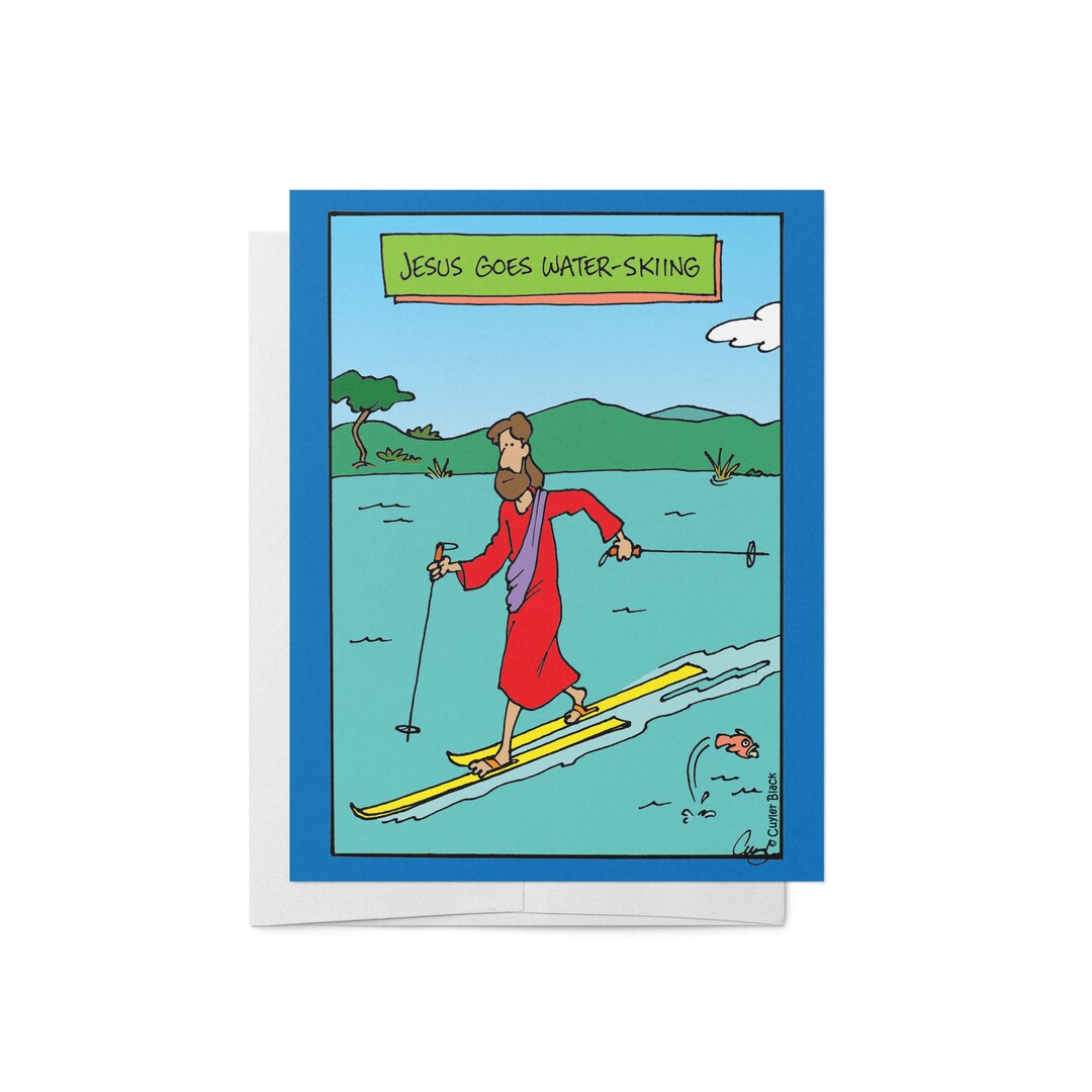 Jesus Water-skiing Funny Christian Greeting Card Available as Single ...