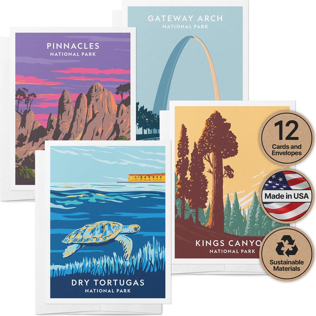 National Park Greeting Cards | Set 5 | Vintage USA Parks | Gift for ...