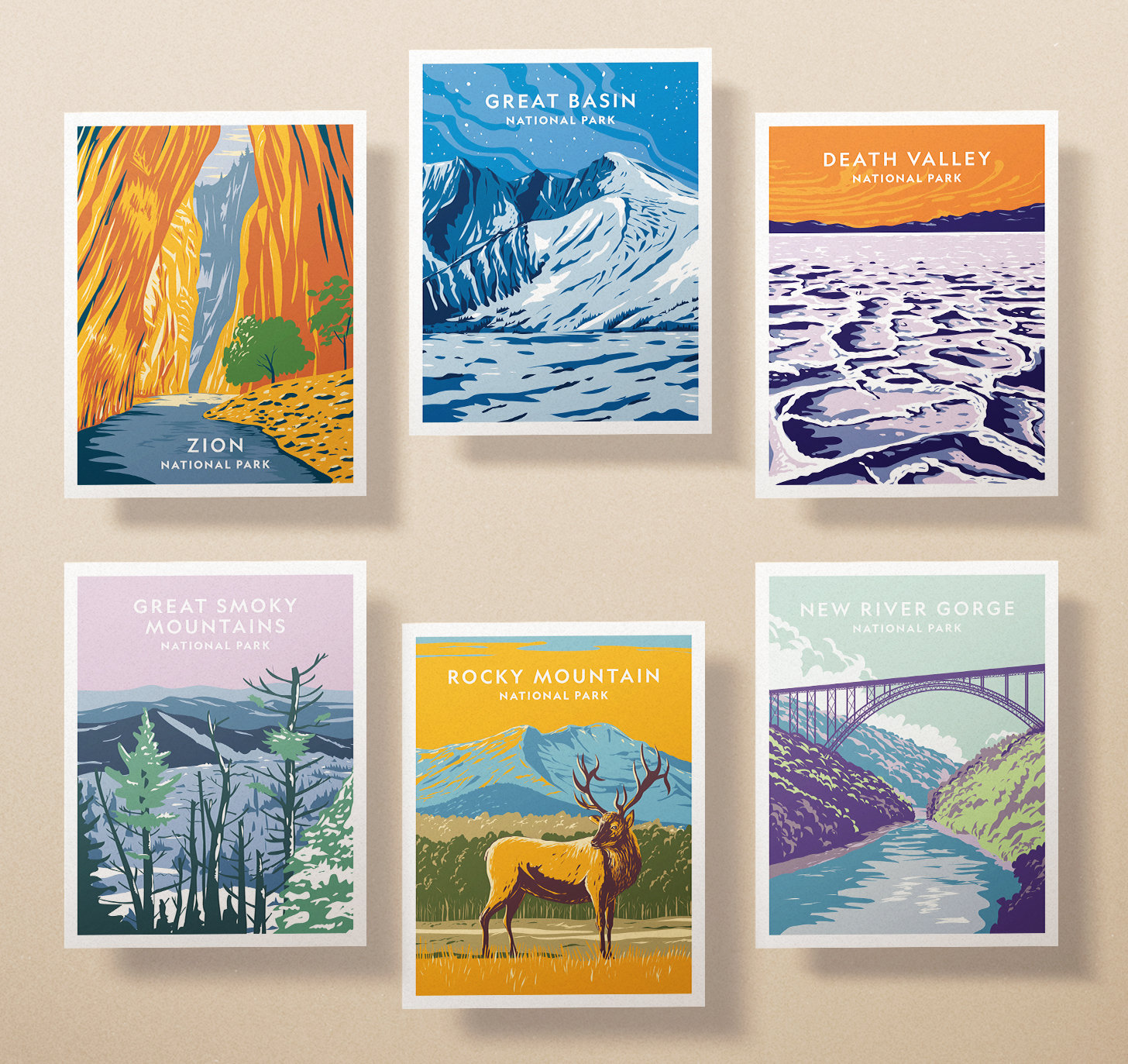 National Park Greeting Cards | Set 2 | Vintage USA Parks | Gift for ...