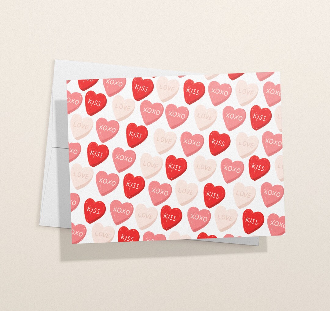 Candy Hearts Card 1 12 or 24 Cards - Etsy