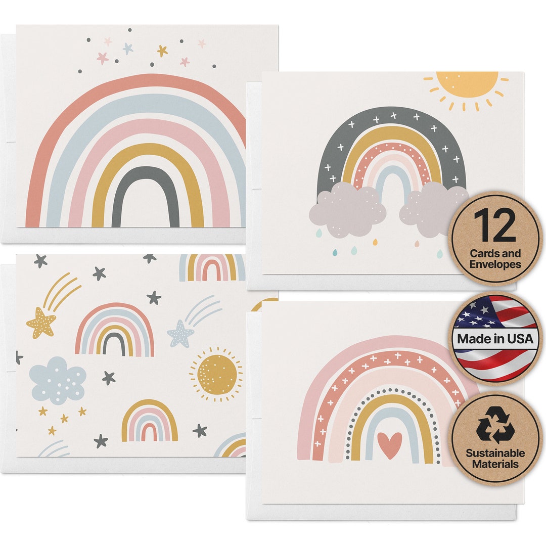 Boho Rainbow Greeting Cards | Baby Shower Rainbow Cards | Rainbow Card ...