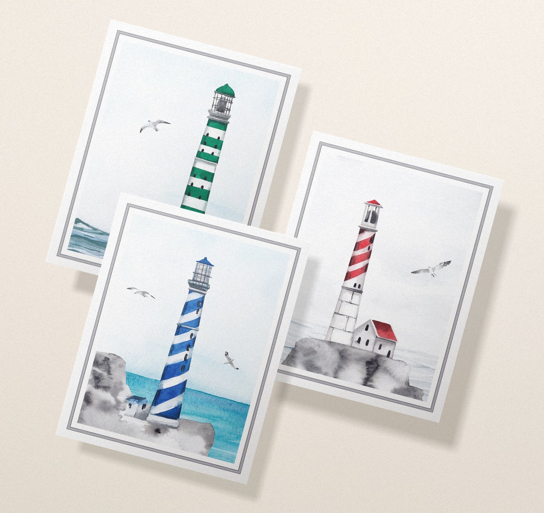 Lighthouse Note Cards Set Nautical Sympathy Greeting Cards - Etsy