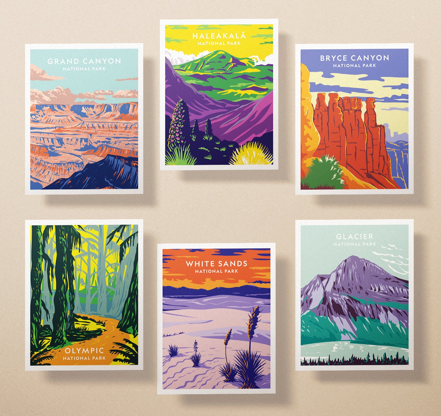 National Park Greeting Cards | Set 2 | Vintage USA Parks | Gift for ...