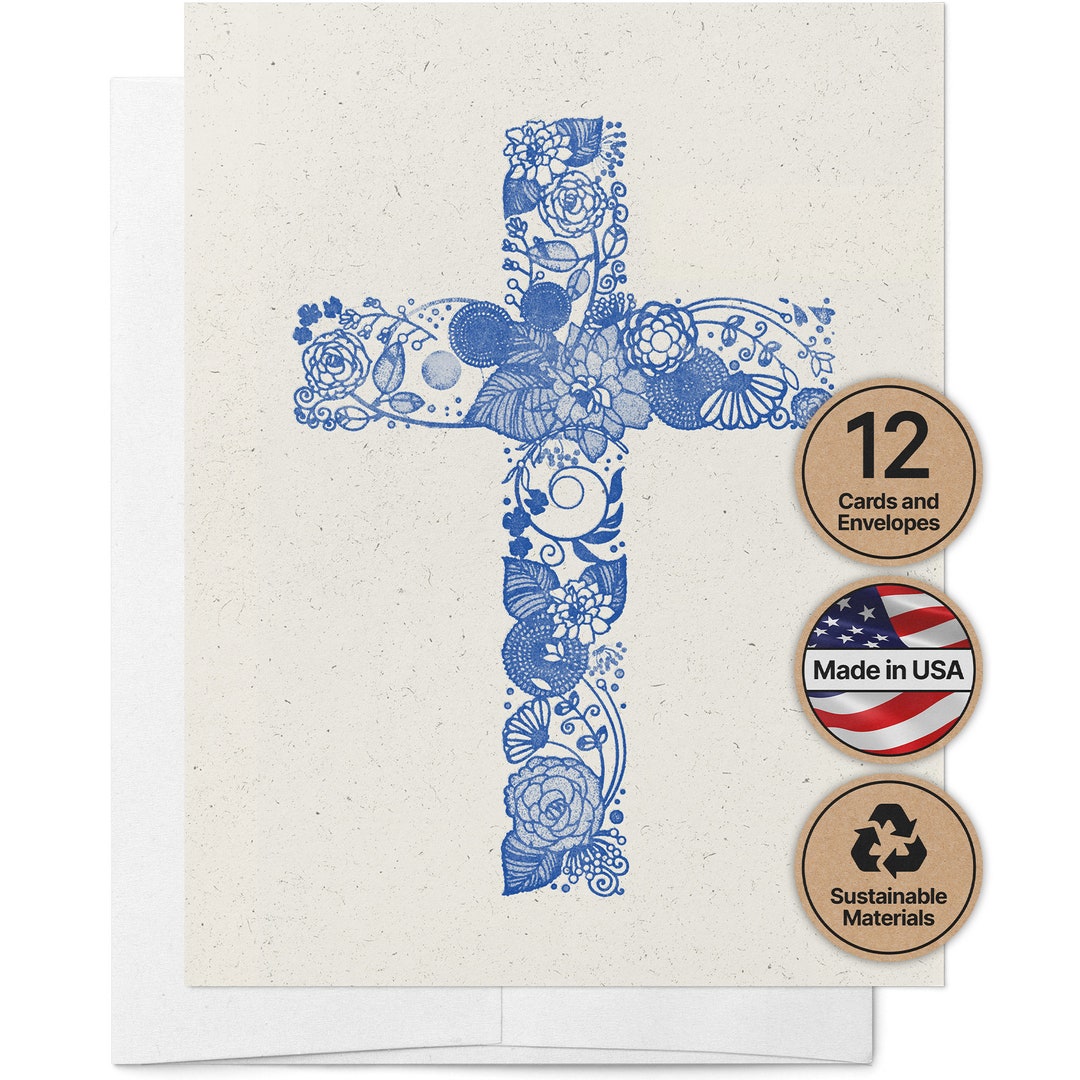 Christian Cross Note Cards | Set of 12 Cards & Envelopes - Etsy