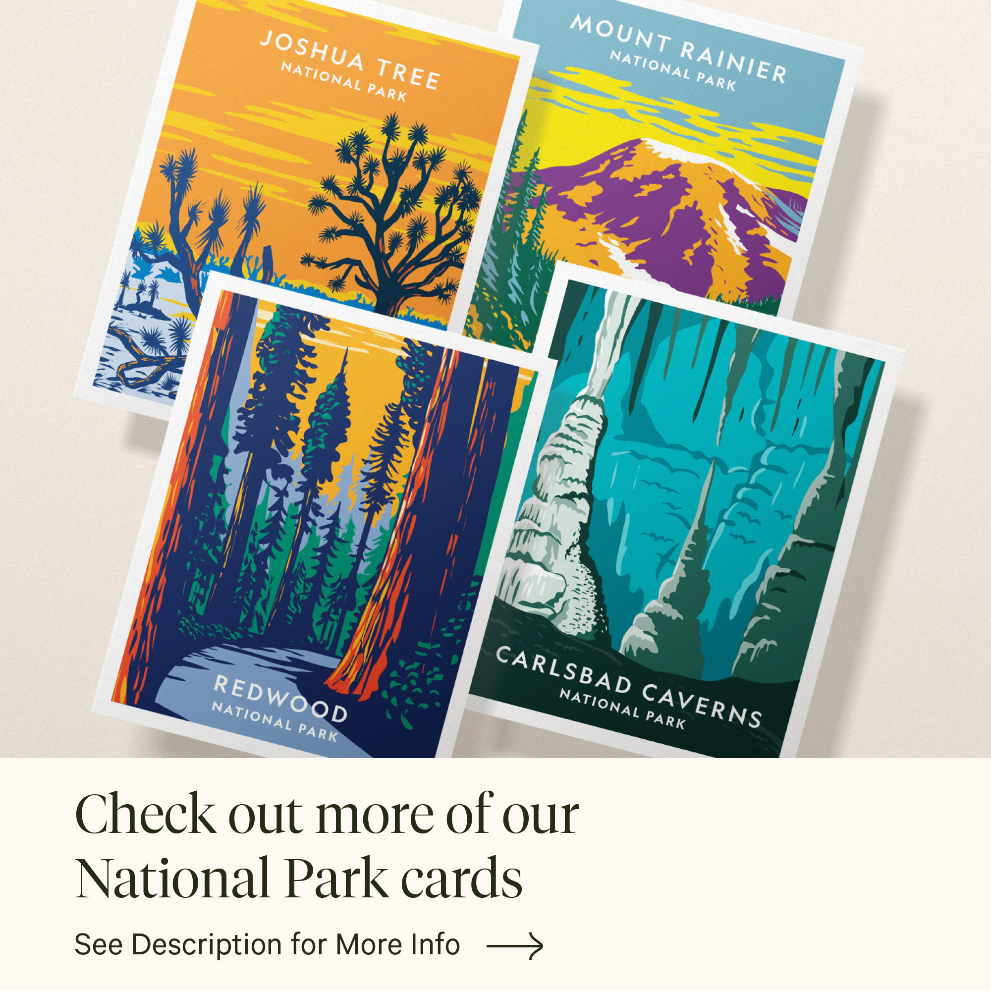 National Park Greeting Cards | Set 2 | Vintage USA Parks | Gift for ...