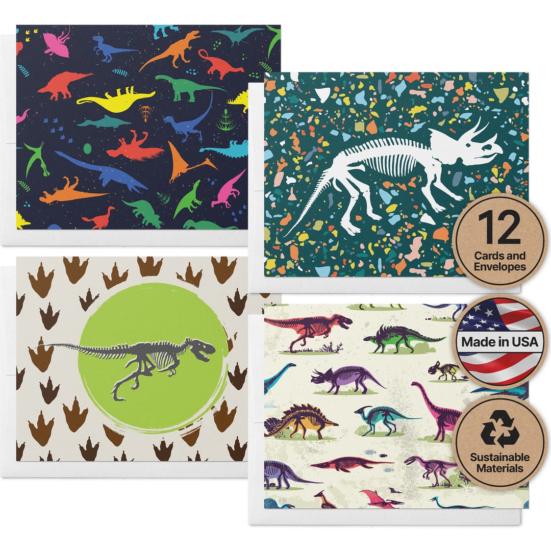 Dinosaur Card Set for Kids | Assorted Stationery for Thank You Cards or ...