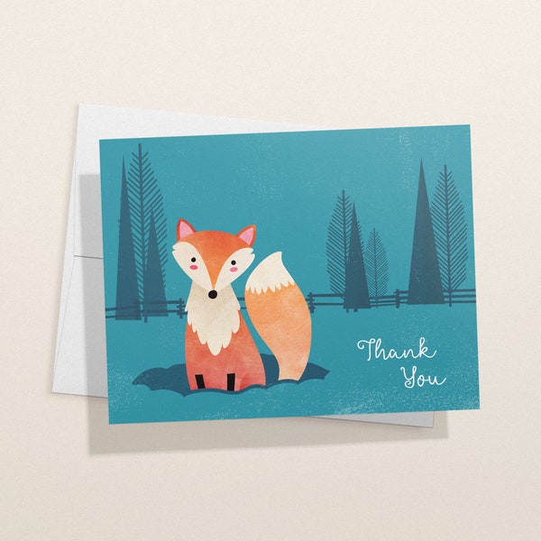 Fox Thank You Card - Etsy