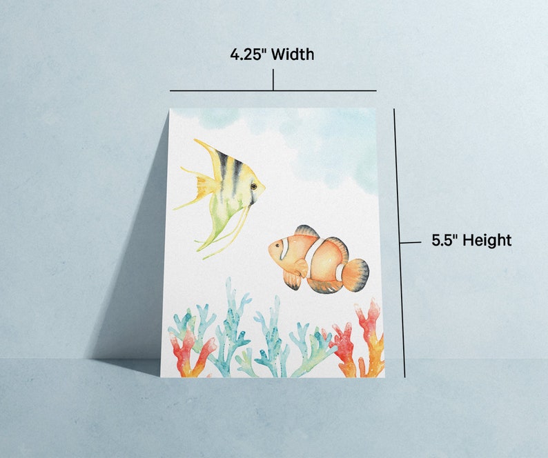 Ocean Animal Watercolor Greeting Cards Cute Ocean Life - Etsy