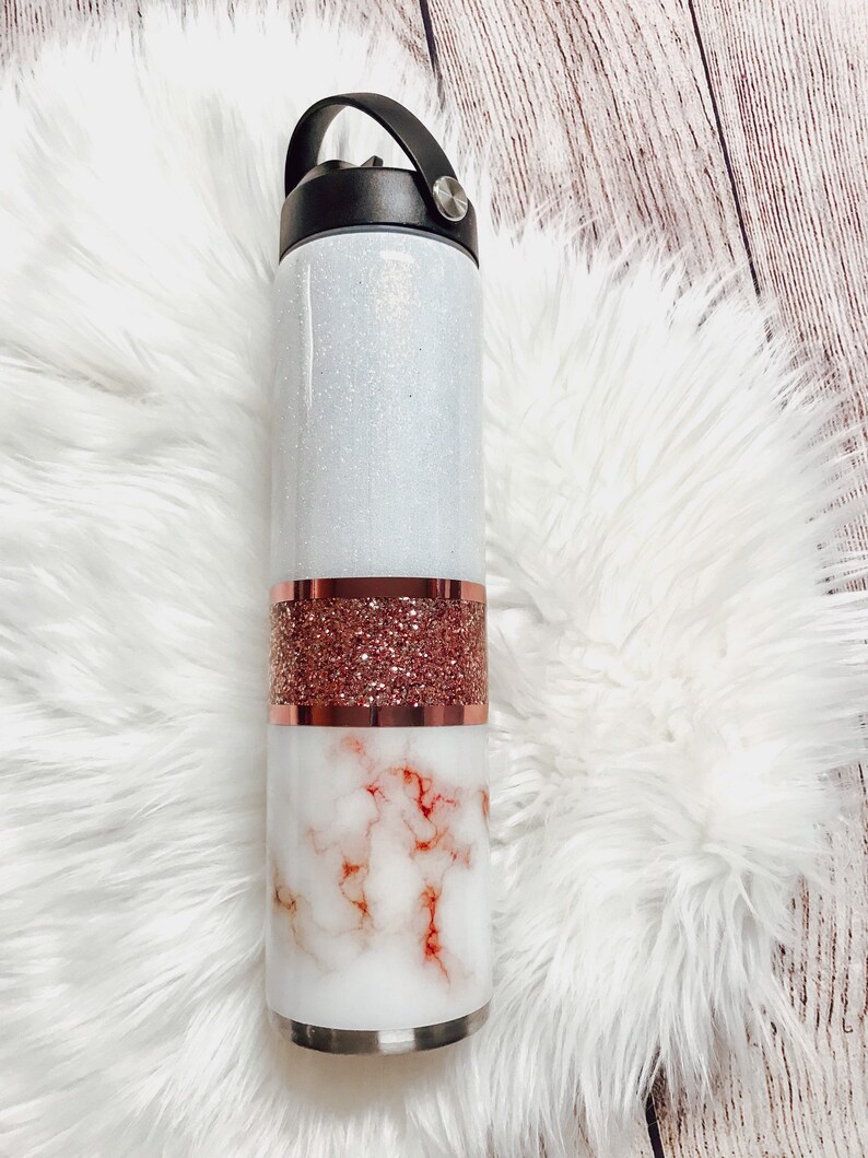 Classy Marble and Rose Gold Glitter Tumbler Custom Order | Etsy