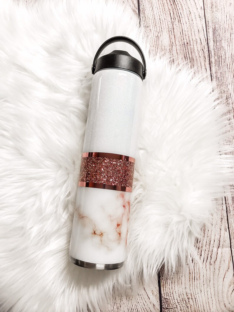 Classy Marble and Rose Gold Glitter Tumbler Custom Order | Etsy
