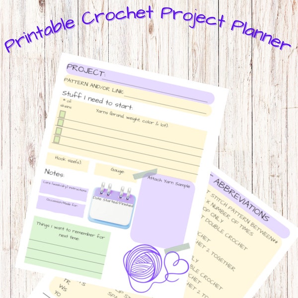 Printable Crochet Project Planner - Etsy