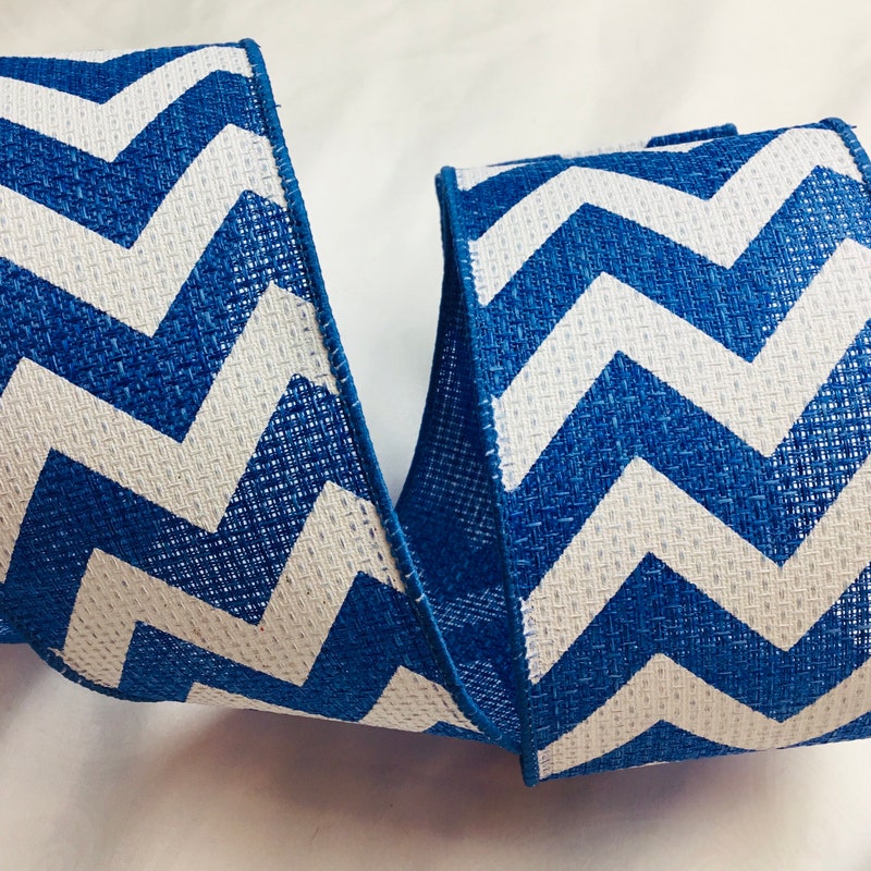 Blue Chevron Fabric - Etsy