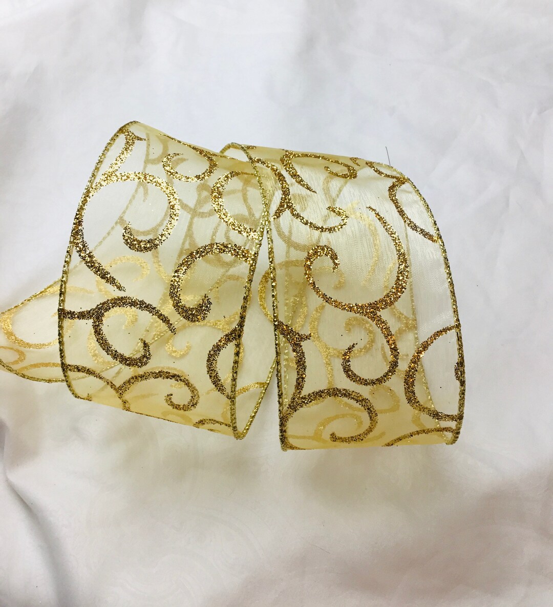 Gold Sheer Scroll With Glitter - Etsy