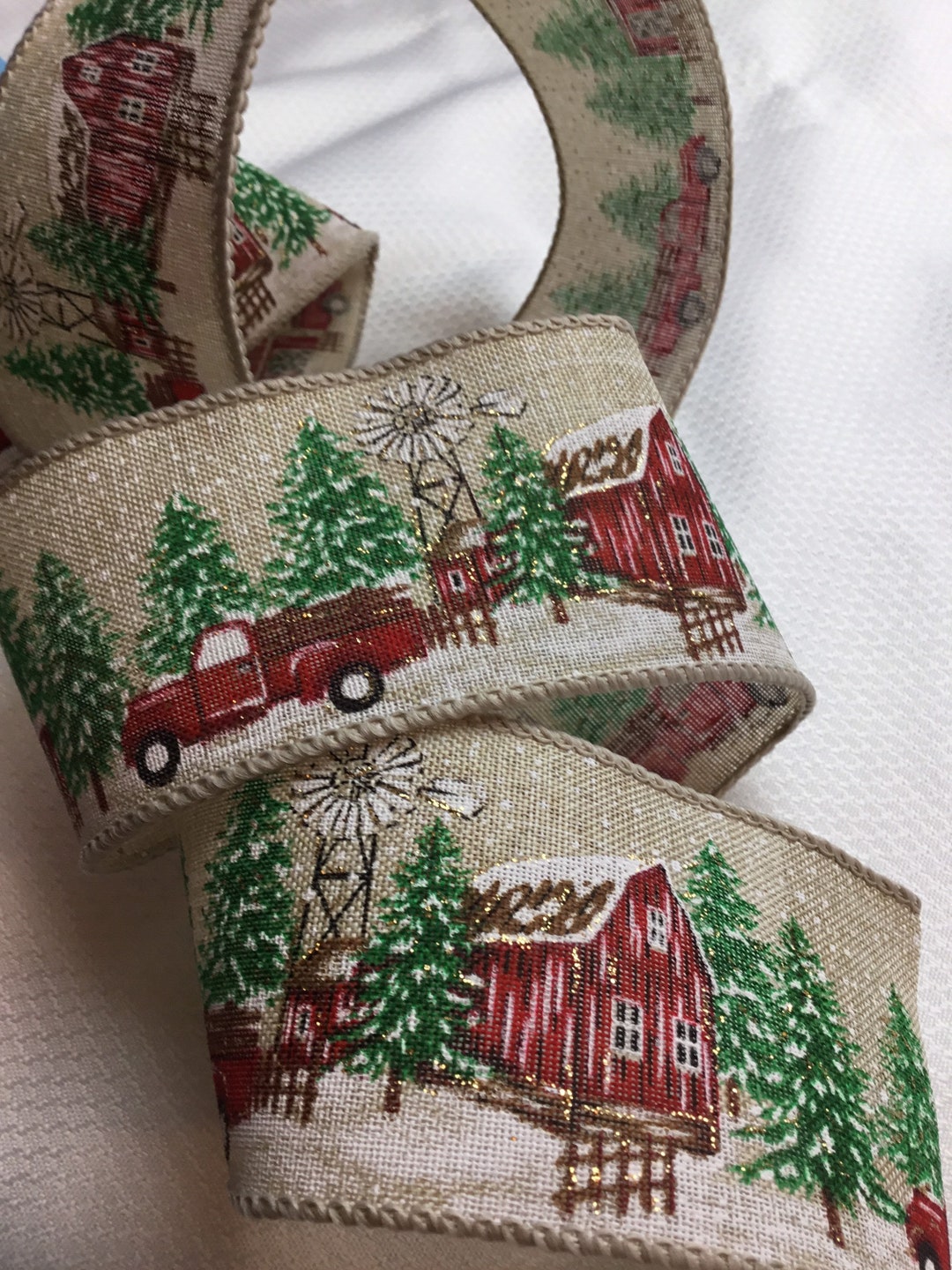 Farm Truck Ribbon With Barn and Windmill - Etsy