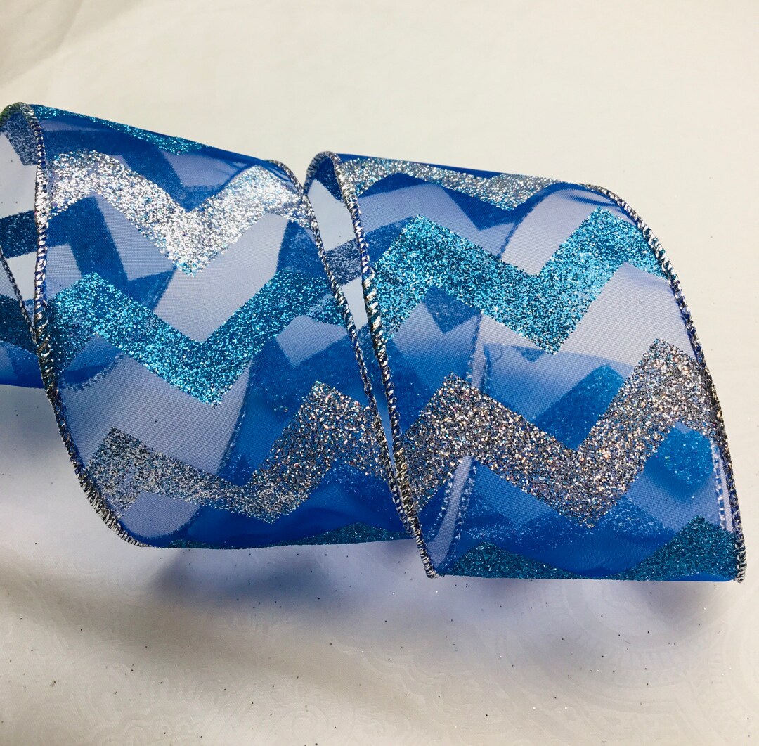 Blue Sheer Chevron Glitter - Etsy