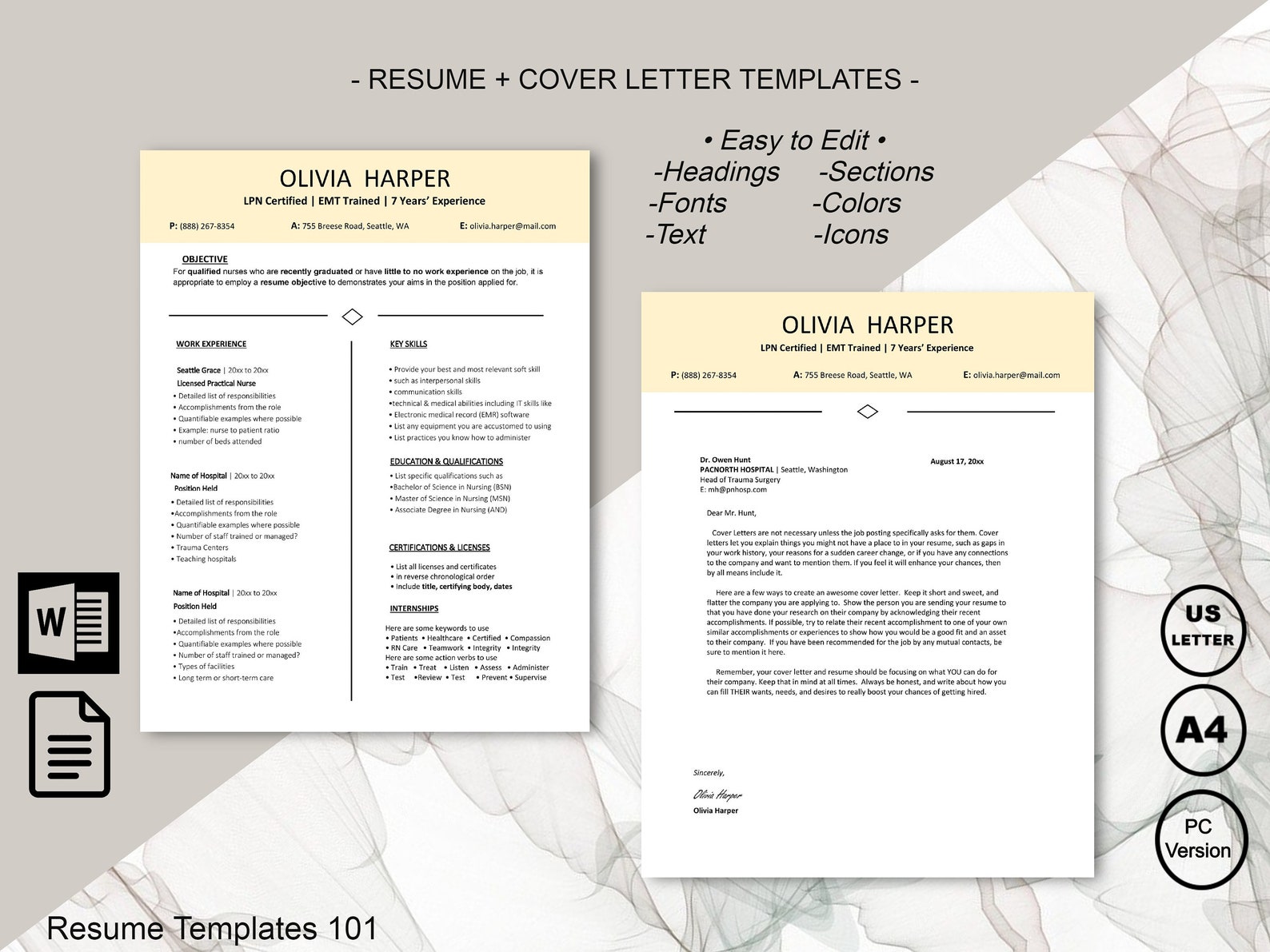 Nurse Resume Template RN Resume LPN Resume Care Aide Practicioner ...