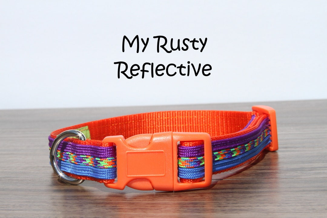 Reflective Orange Dog Collar, Colorful, Washable Reflective My Rusty-r ...