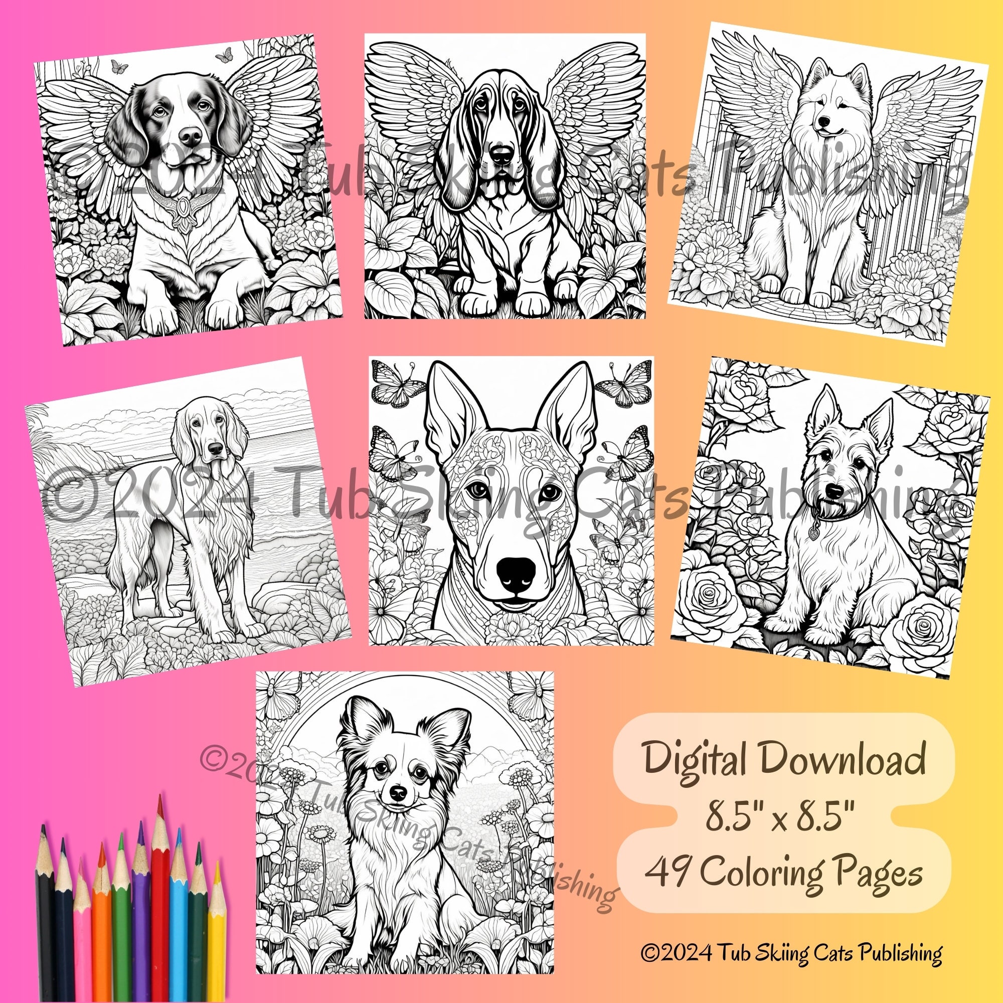 Dog Breeds Grayscale Coloring Pages: Art Therapy (49 Printable Pages ...