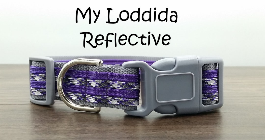 1 Inch Wide Reflective Dog Collar Purple and Gray Washable - Etsy