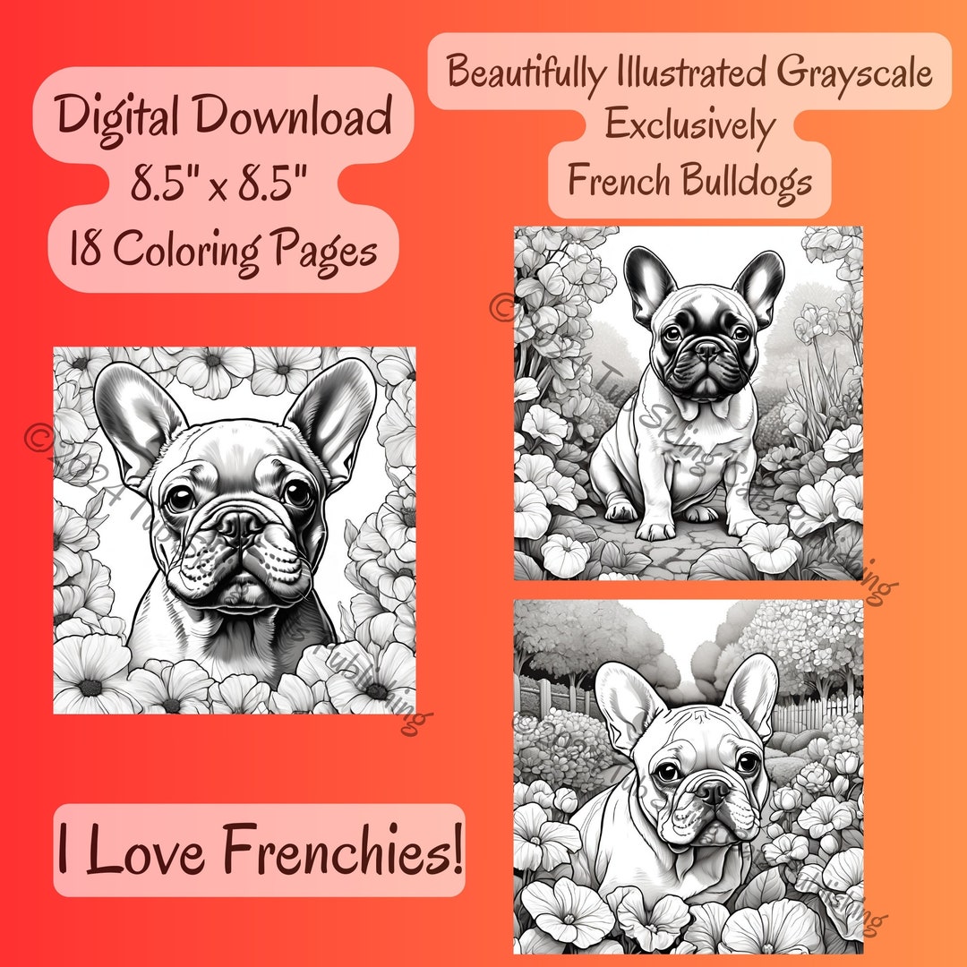 French Bulldog Coloring Pages, Frenchies and Flowers Coloring Pages ...