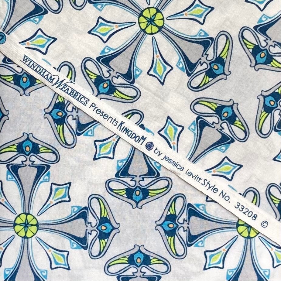Jessica Levitt Kingdom Fabric, Blue & Green Quilt Circles, Tapestry ...