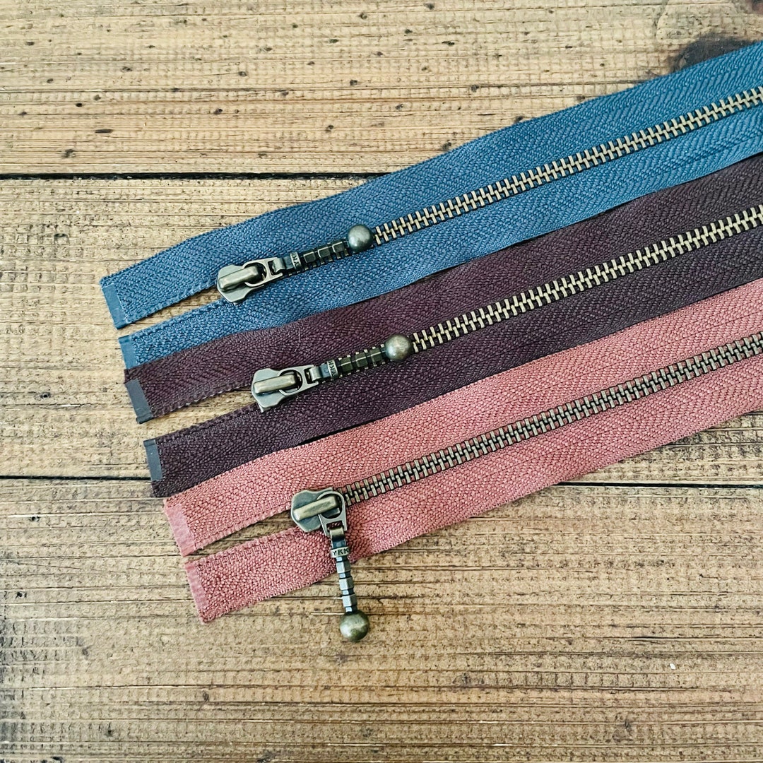 YKK Open-ended One-way Separating Zipper, 5mm Brass Teeth, Decorative ...