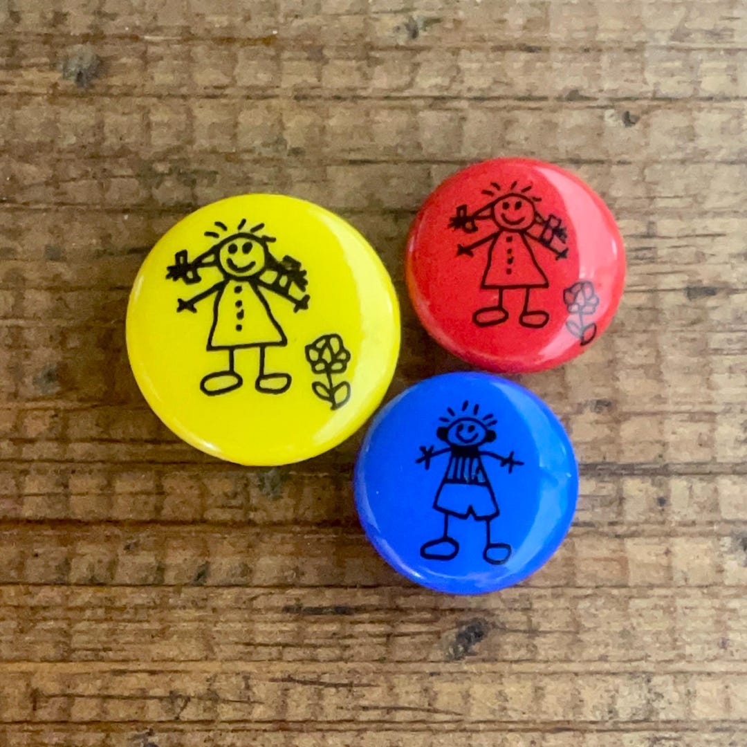 Stick Figure Boy / Girl Buttons, Available in Red, Yellow and Blue - Etsy
