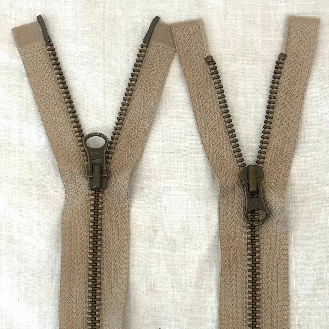 YKK Two Way 16 inch separating zipper 5mm antique brass teeth | Etsy