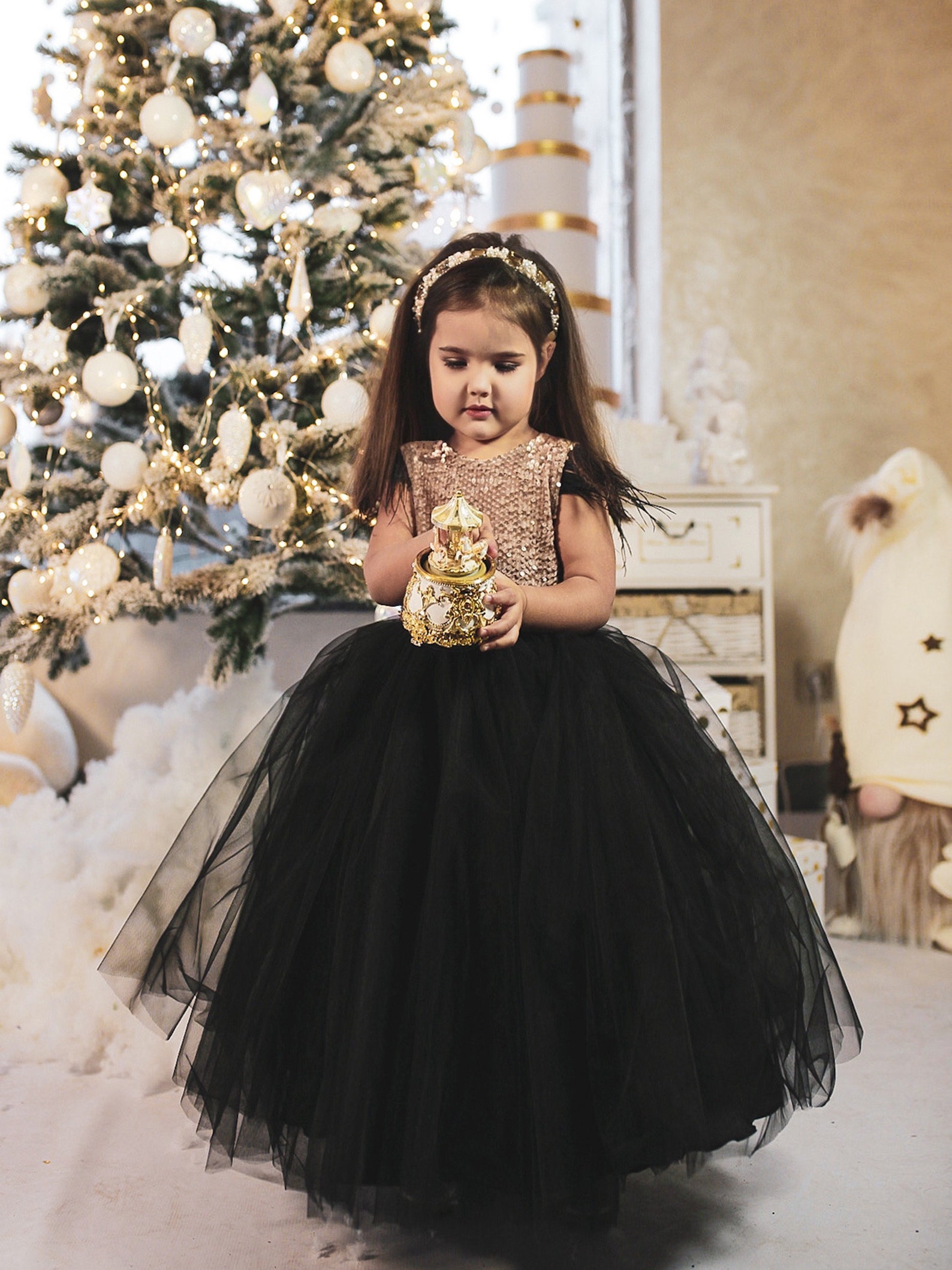 Gold Velvet Top With Sequins Black Feathers Tulle Tutu Flower - Etsy