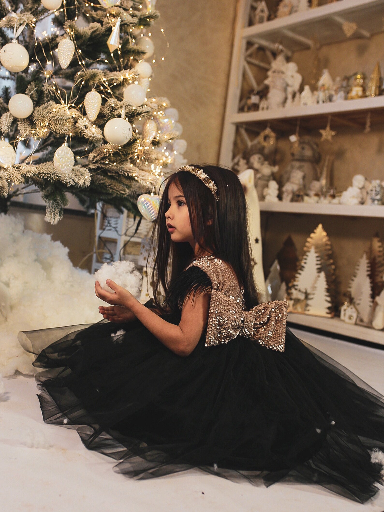 Gold Velvet Top With Sequins Black Feathers Tulle Tutu Flower - Etsy