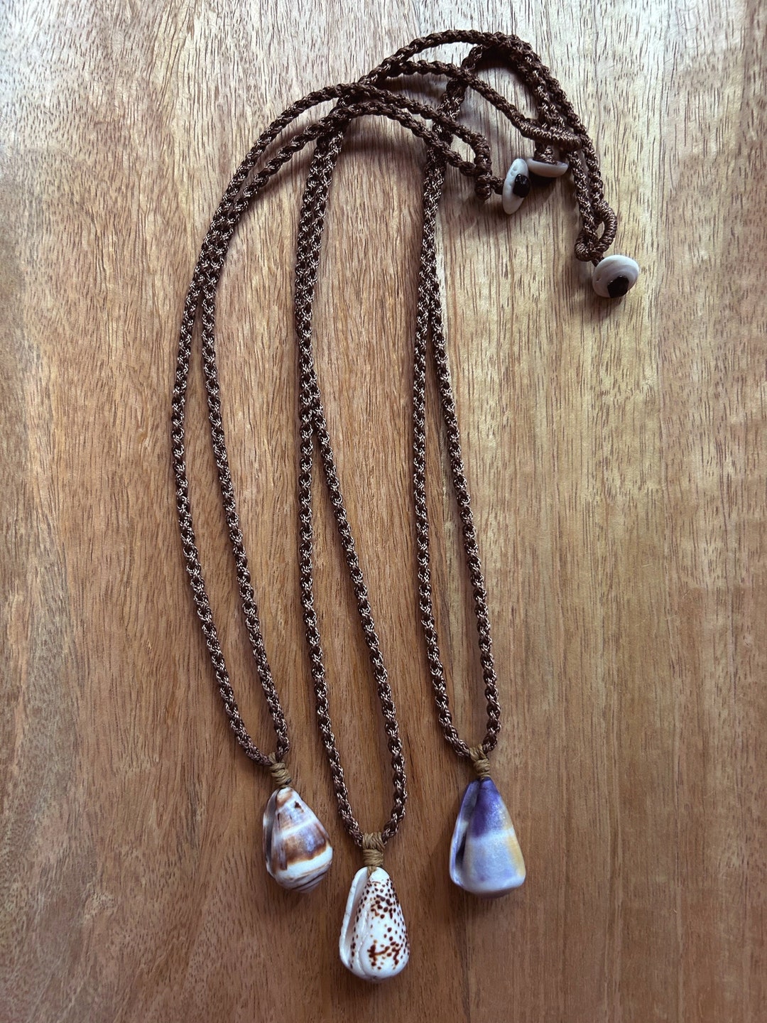 Hawaiian Cone Shell on Hand Braided Nylon Cord With a Puka Shell Clasp ...
