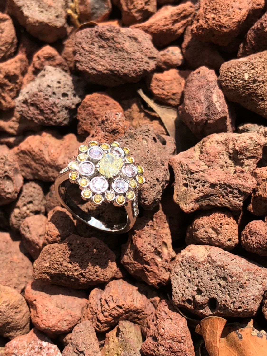 Fancy Color Diamonds Ring - Etsy