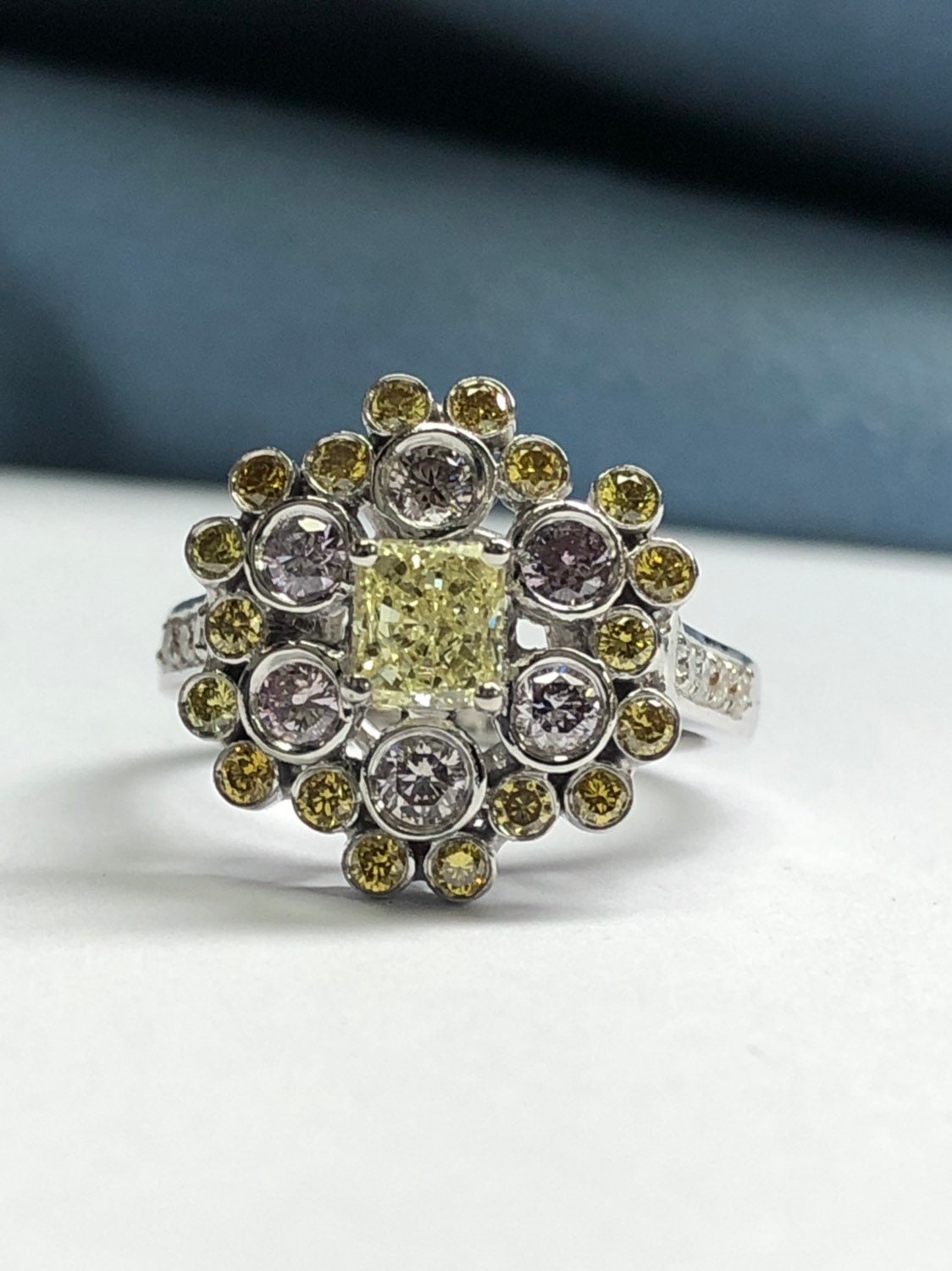 Fancy Color Diamonds Ring - Etsy