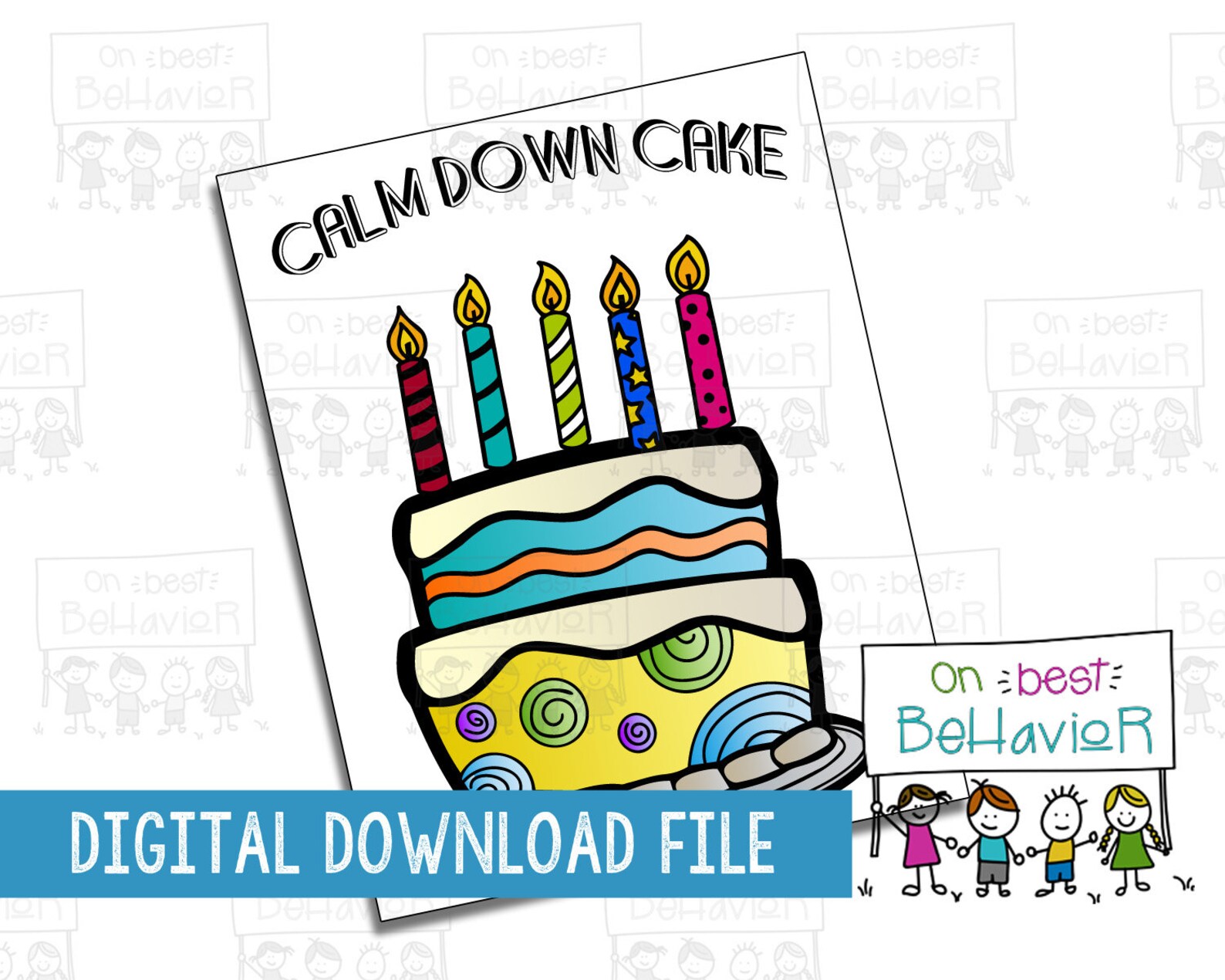 Calm Down Chart Kids 5 Deep Breaths Autism Visual Aid Toddler Social ...