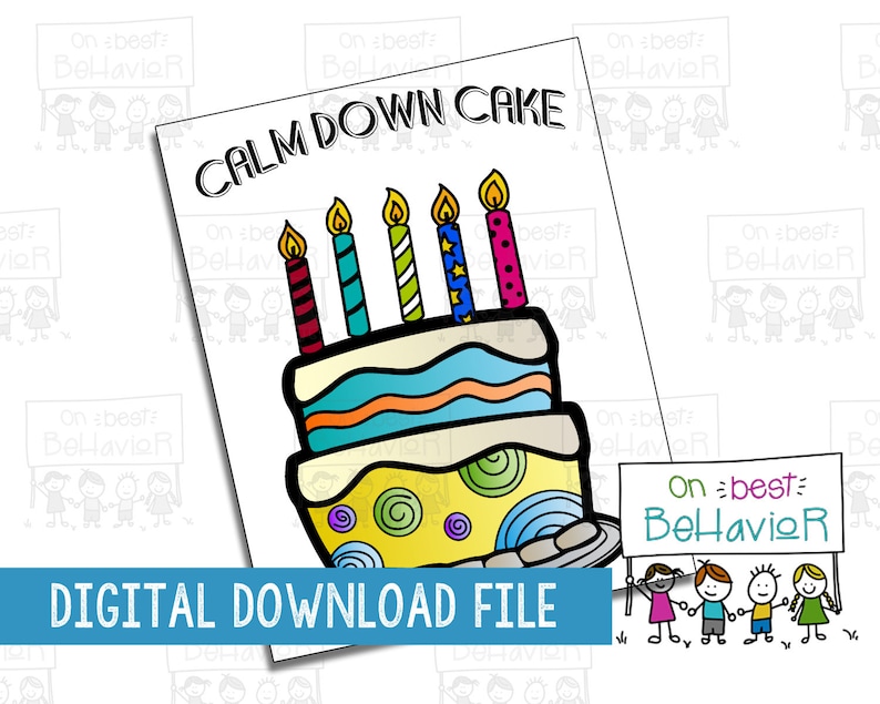 Calm Down Chart Kids 5 Deep Breaths Autism Visual Aid Toddler Social ...