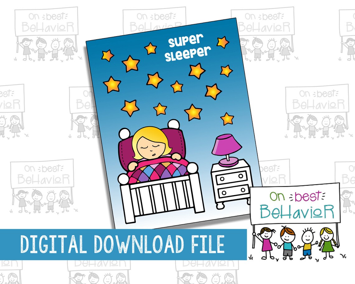 Sleep Behavior Chart Bedtime Toddler Incentive Girl Stay in Bed Token ...