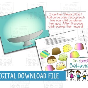 Reward Chart Ice Cream Kids Behavior Toddler Token Board Incentive ...