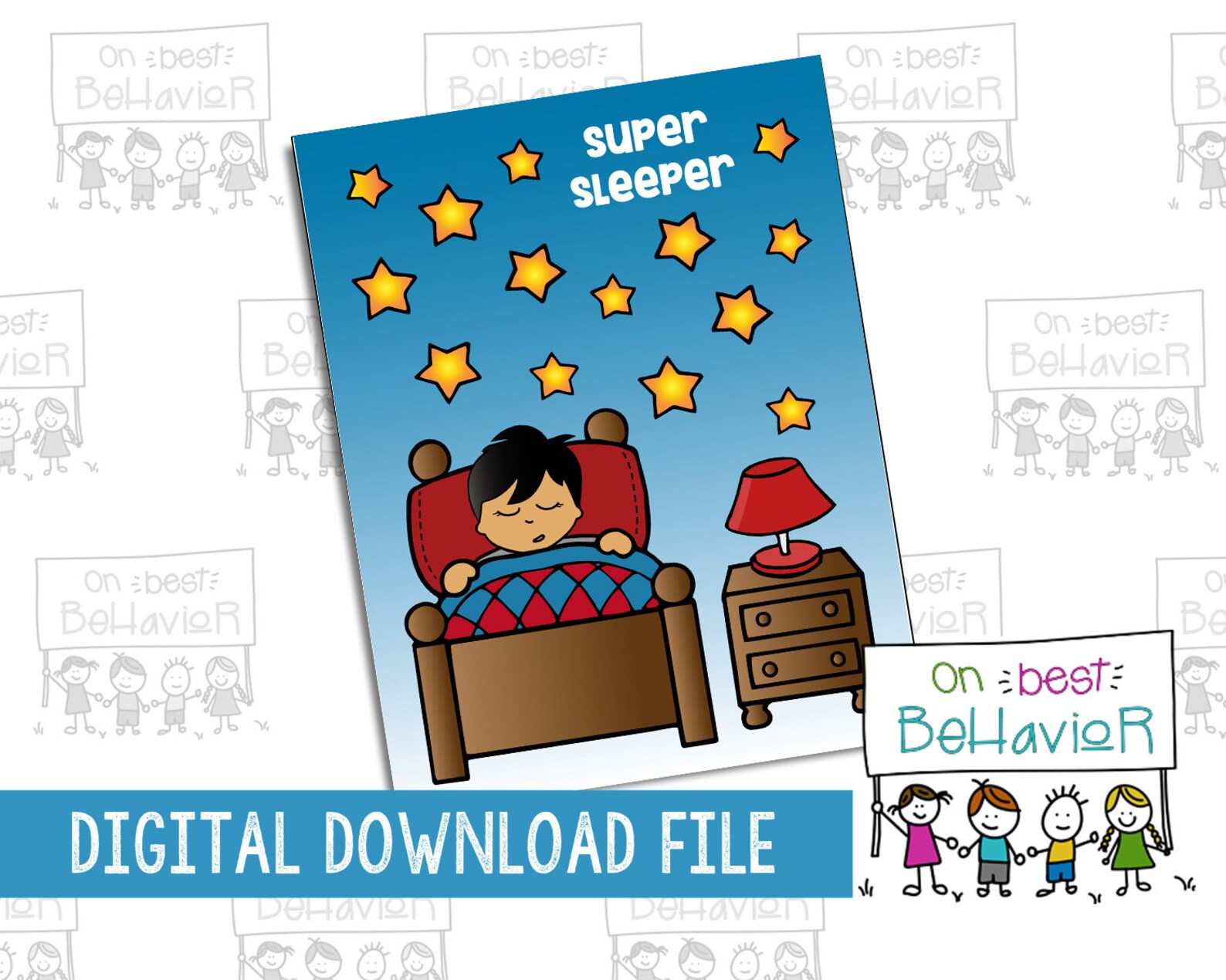 Stay in Bed Sleep Behavior Chart Bedtime Toddler Incentive Boy Token ...