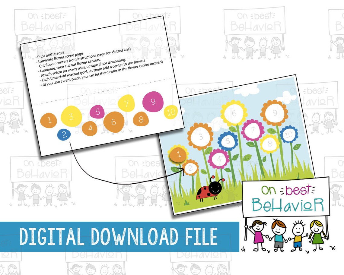 Reward Chart Kids Behavior Toddler Token Board Incentive Autism Digital ...