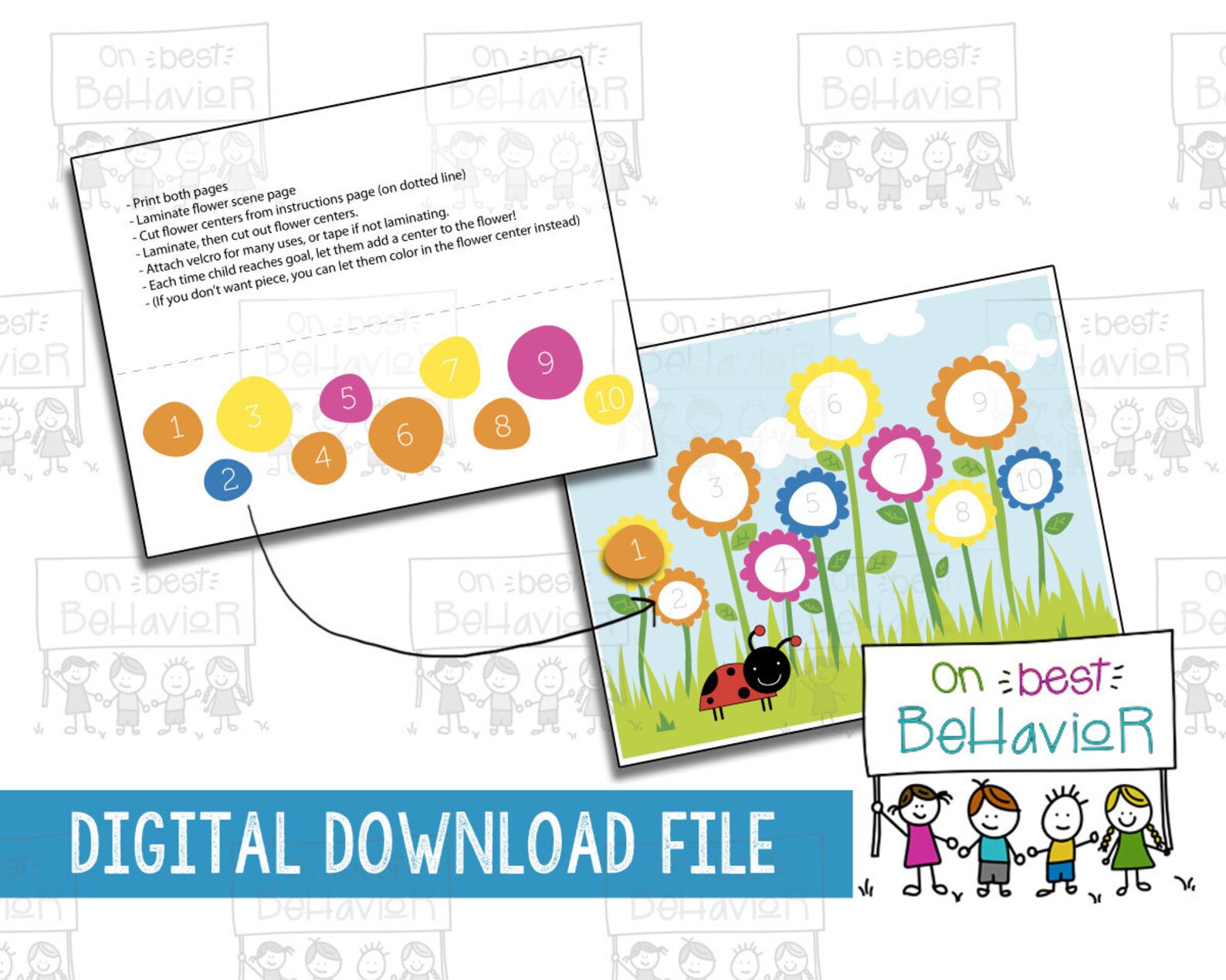 Reward Chart Kids Behavior Toddler Token Board Incentive Autism Digital ...
