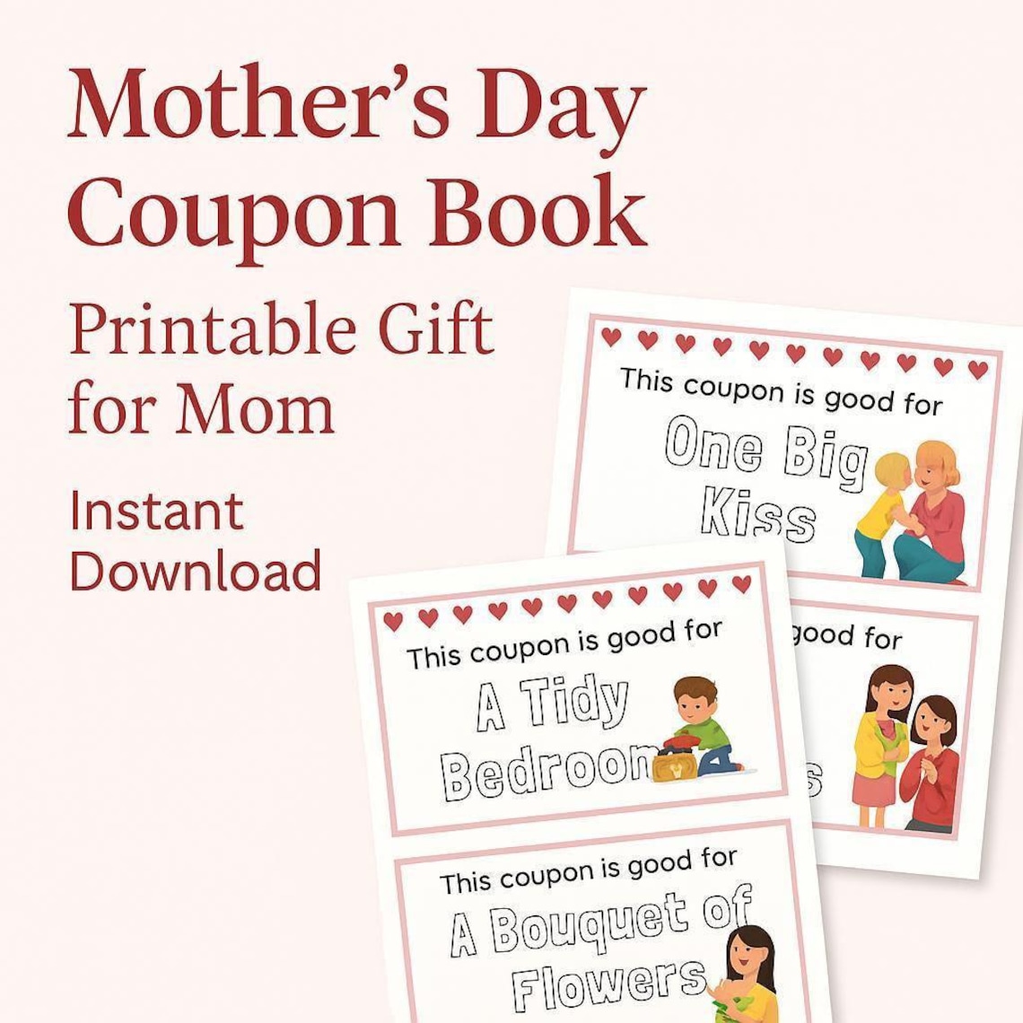 Printable Mother’s Day Coupon Book – DIY Gift for Mom From Kids ...