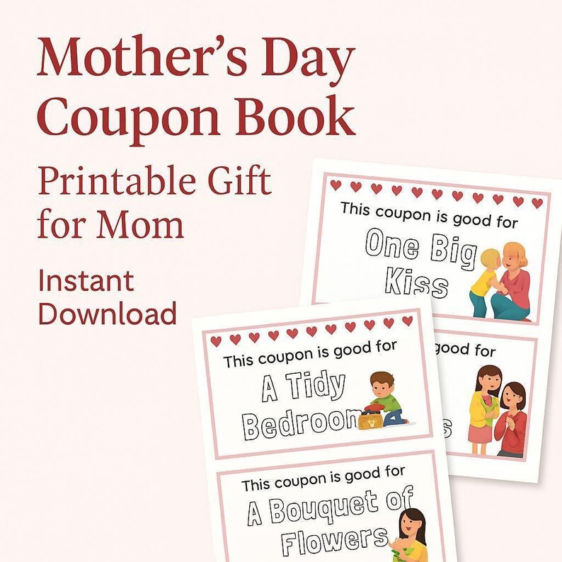 Printable Mother’s Day Coupon Book – DIY Gift for Mom From Kids ...