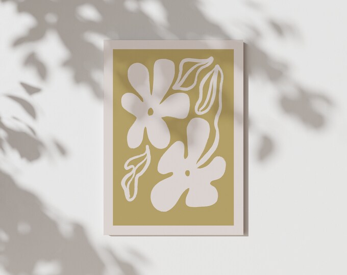 Abstract Flower Print | Yellow Color | Fun Flower Print | Modern Art ...
