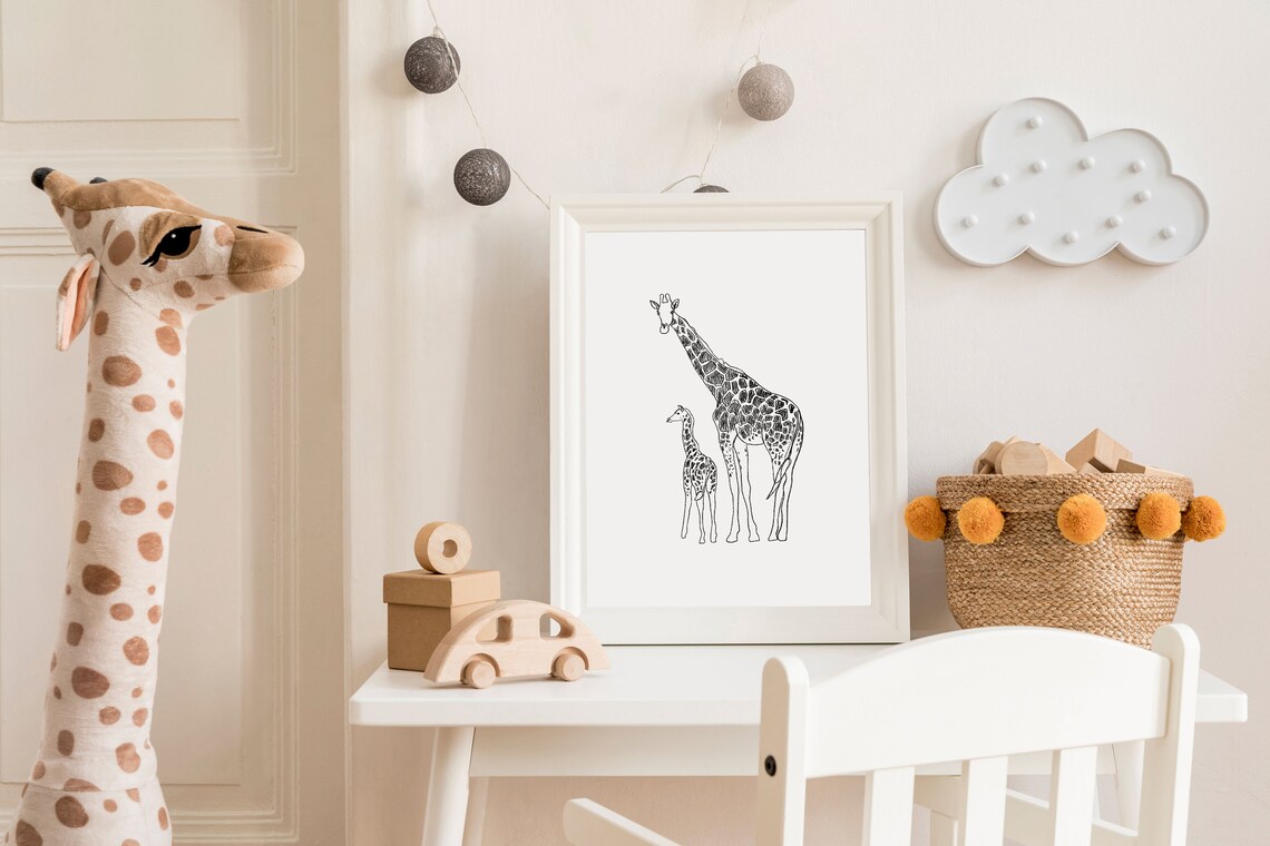 Giraffe Line Art Line Drawing Instant Download Minimalist | Etsy
