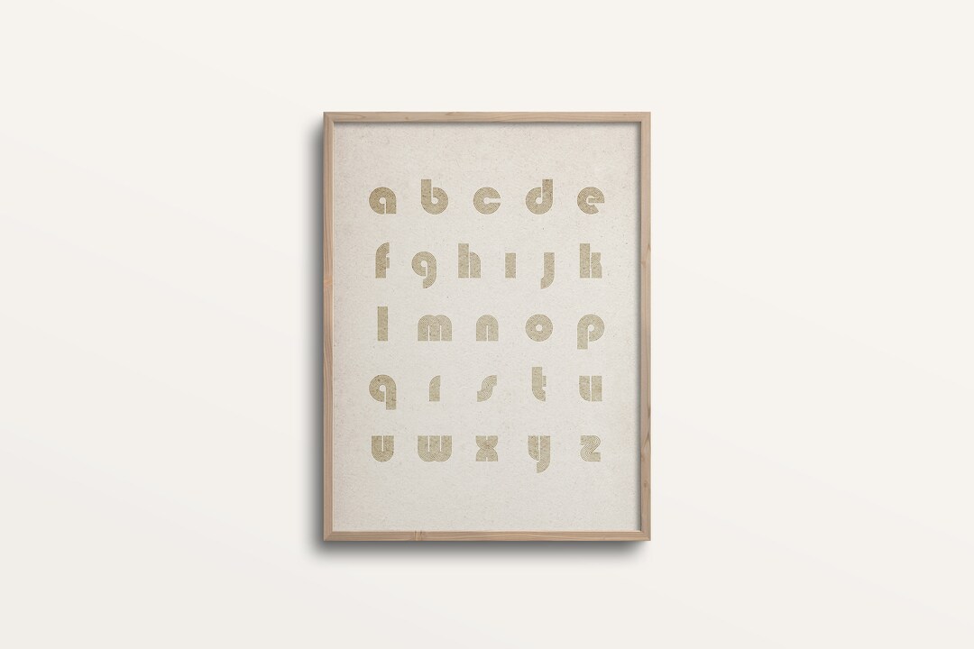 Retro Alphabet Poster Natural Instant Download Kids Art Nursery Art ...