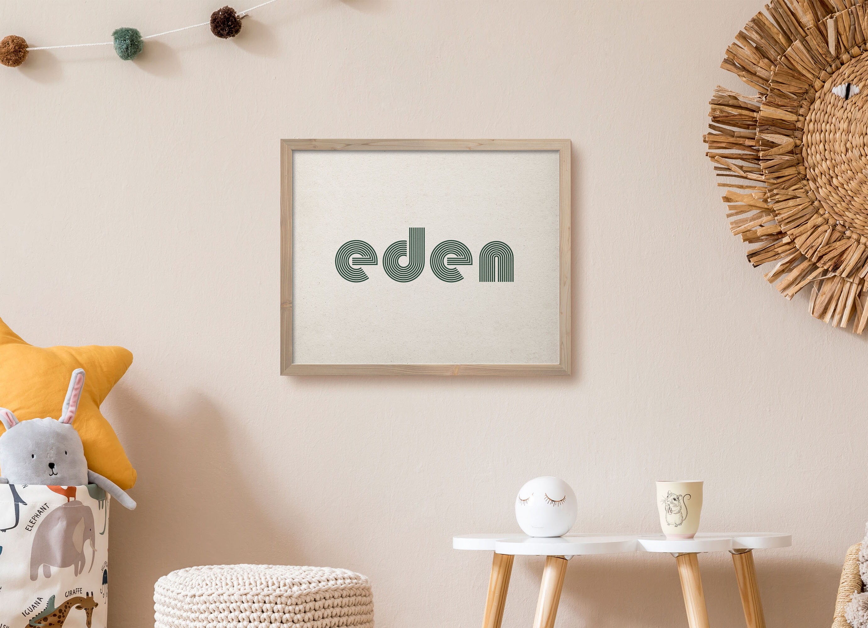 Custom Name Print Retro Alphabet Name Print Natural Baby - Etsy