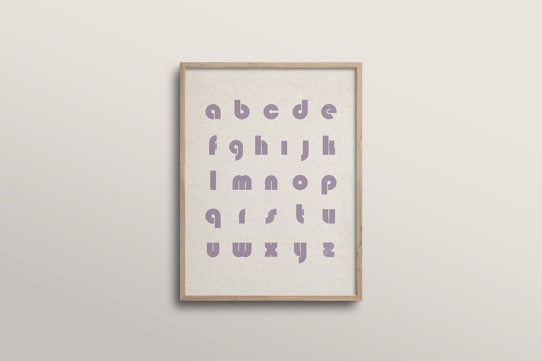 Retro Alphabet Poster Purple Instant Download Kids Art Nursery Wall Art ...